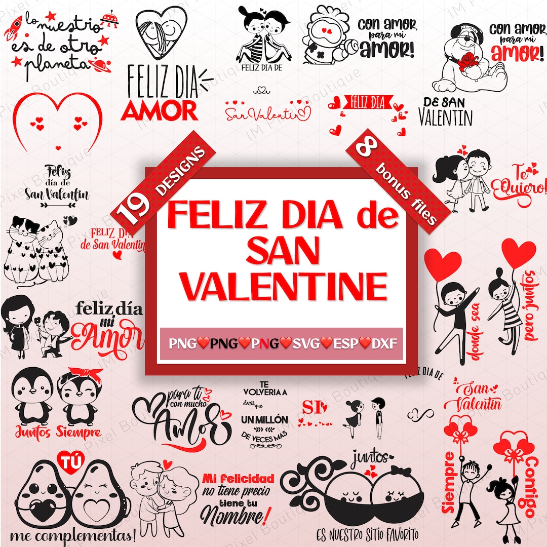 San Valentine SVG Bundle, Spanish SVG Bundle, San Valentin PNG, Happy ...