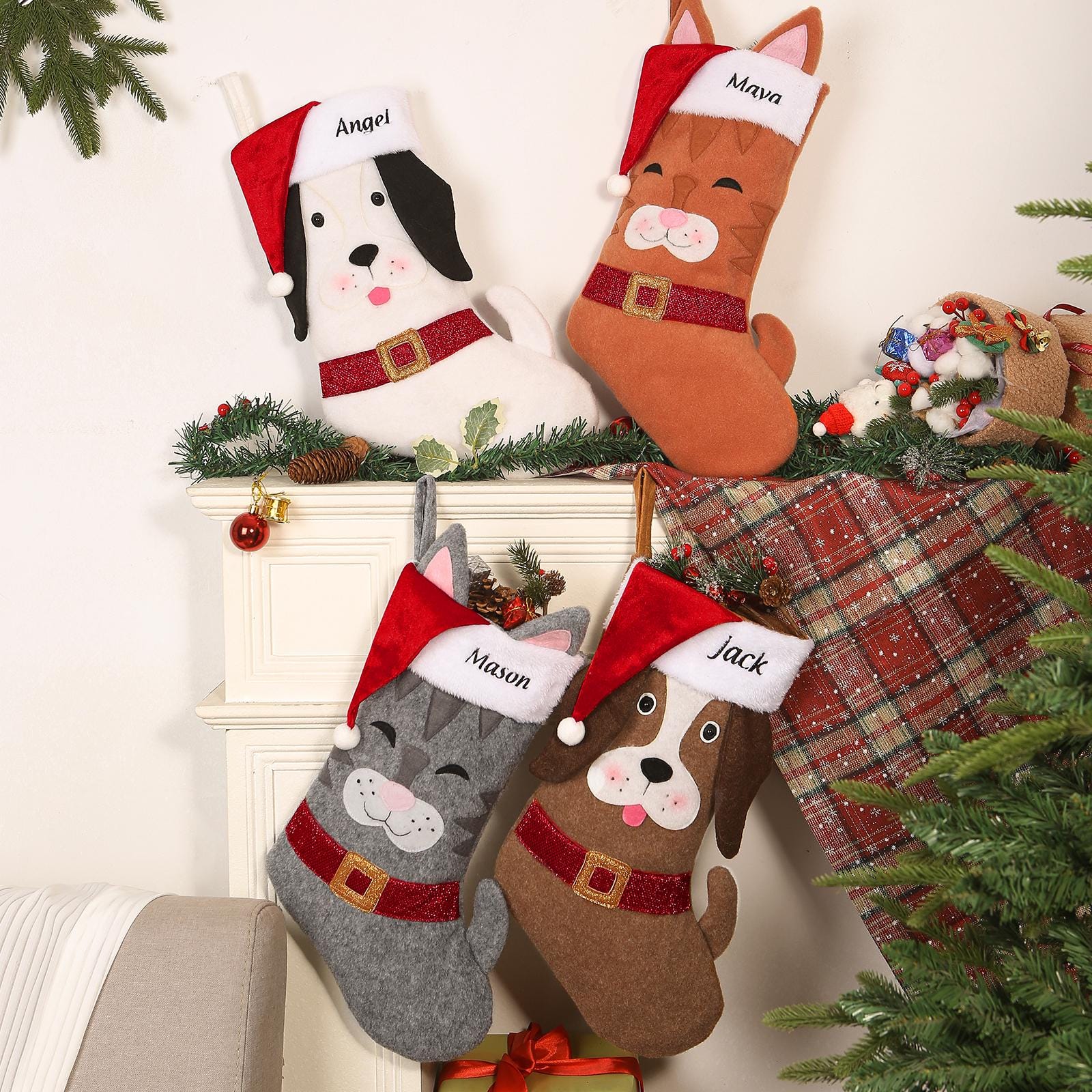 Personalized Cat Stocking, Custom Pet Stocking With Name, Cat Lover ...