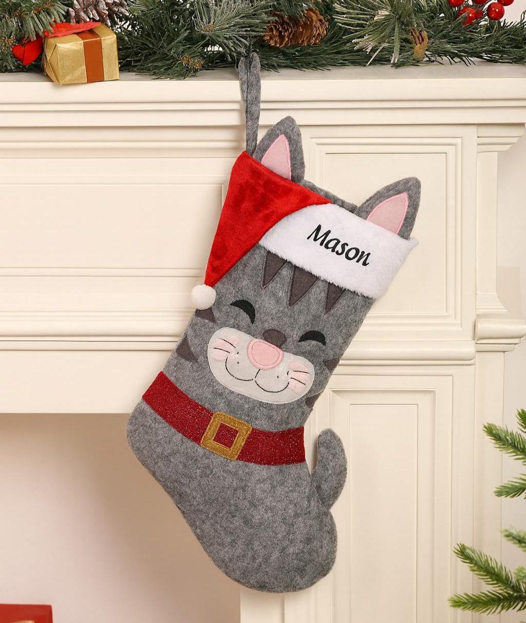Personalized Cat Stocking, Custom Pet Stocking With Name, Cat Lover ...