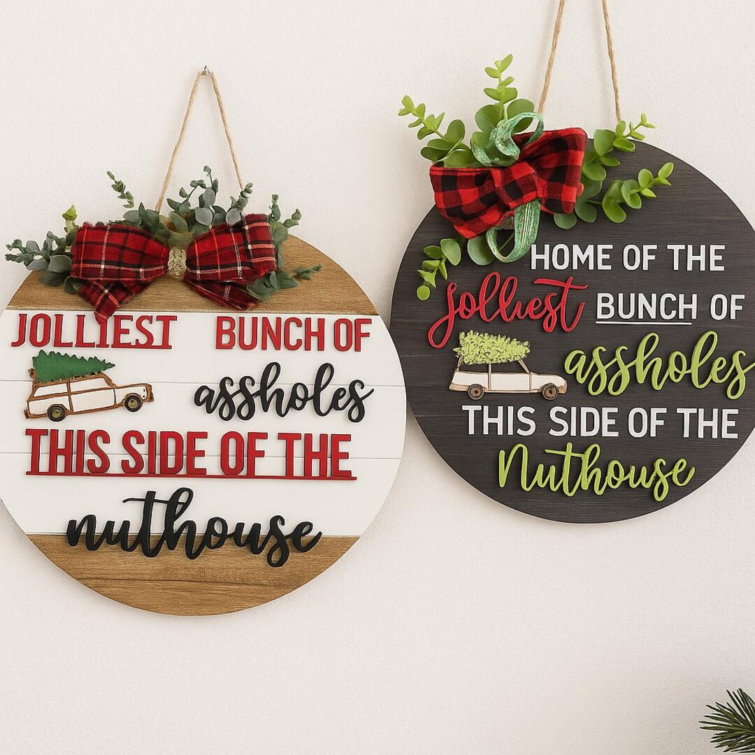 Jolliest Bunch Sign, Funny Holiday Decor, Funny Christmas Sign, Funny ...