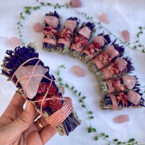 White Sage, Rose Quartz, Sage Bundle With Rose Quartz, Energy Cleansing, Healing Crystals ...