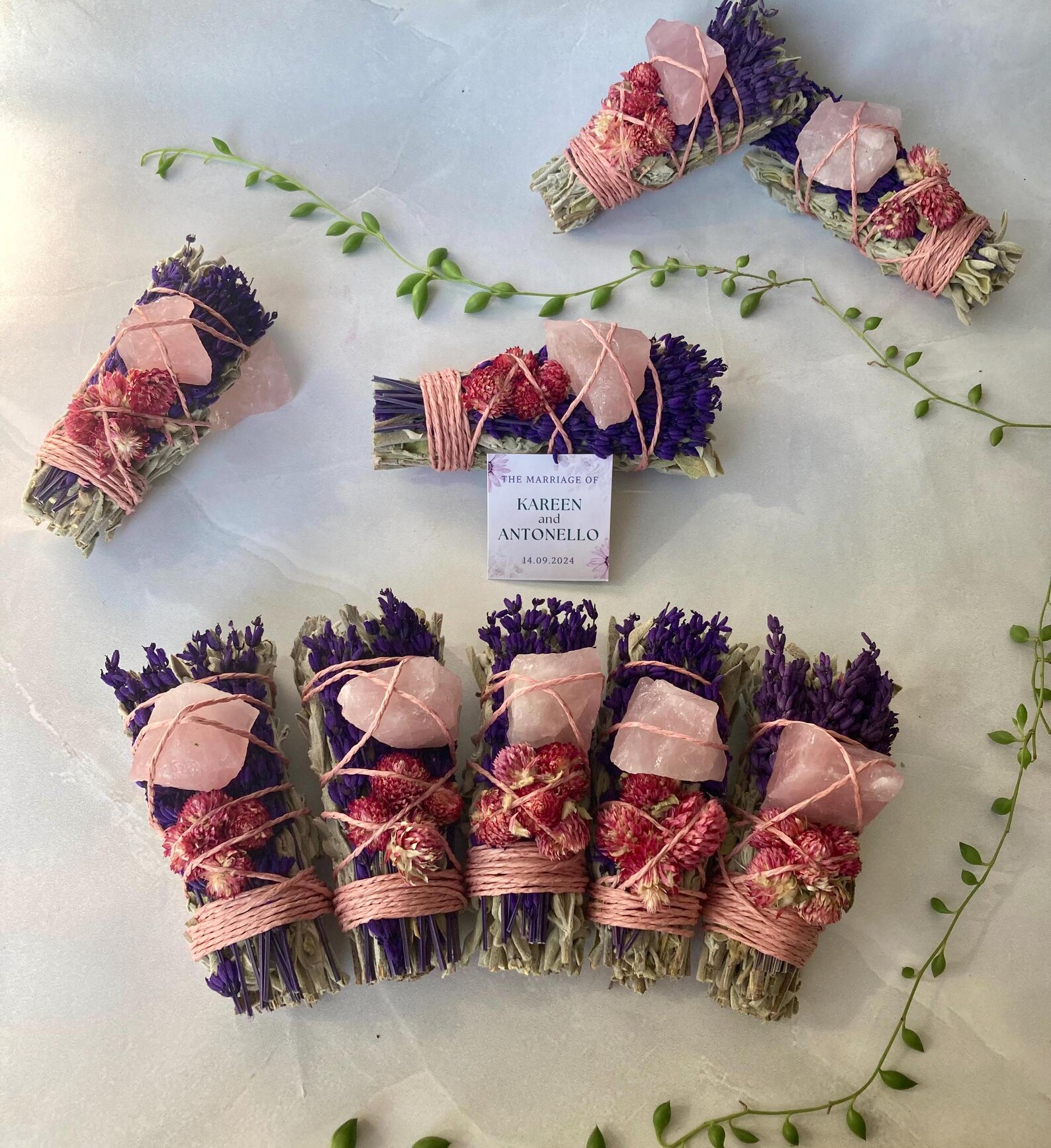 Rose Quartz Sage Smudge Stick, Lavender Energy Cleansing Bundle - Etsy