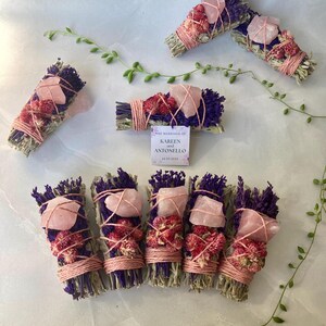 White Sage, Rose Quartz, Sage Bundle With Rose Quartz, Energy Cleansing, Healing Crystals ...