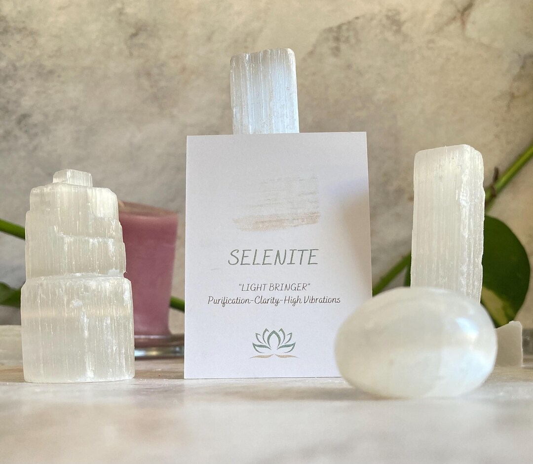 Tumbled & Raw Selenite Crystal, Selenite Wands, Charging Stone, Natural ...