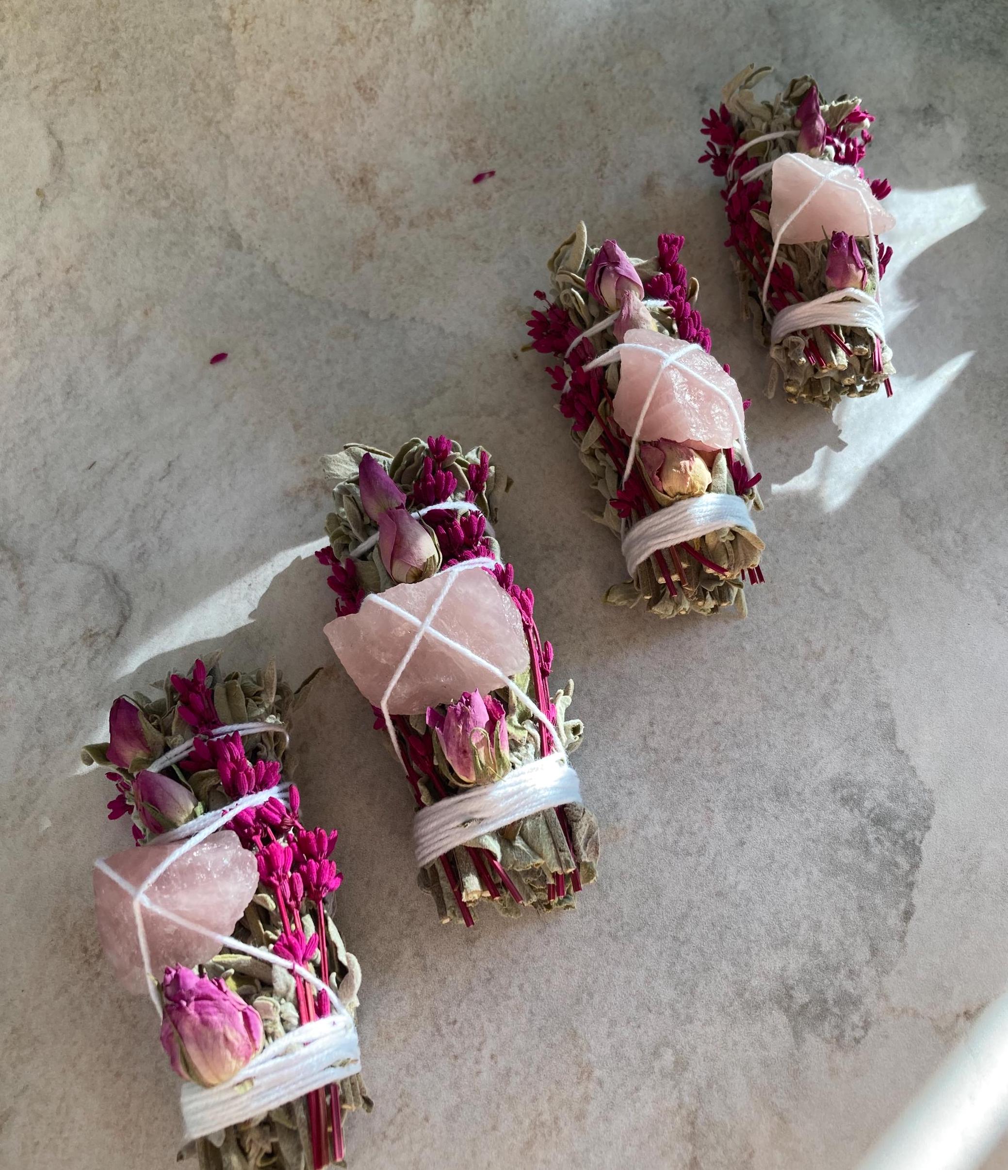 White Sage, Rose Quartz, Sage Bundle With Rose Quartz, Energy Cleansing ...