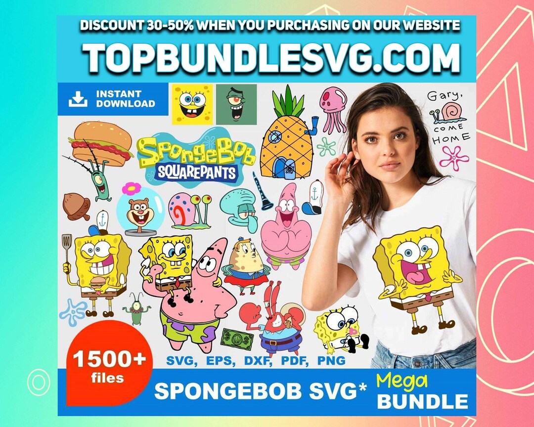 1500 Files Spongebob Svg Eps Png Spongebob Bundle Svg for - Etsy