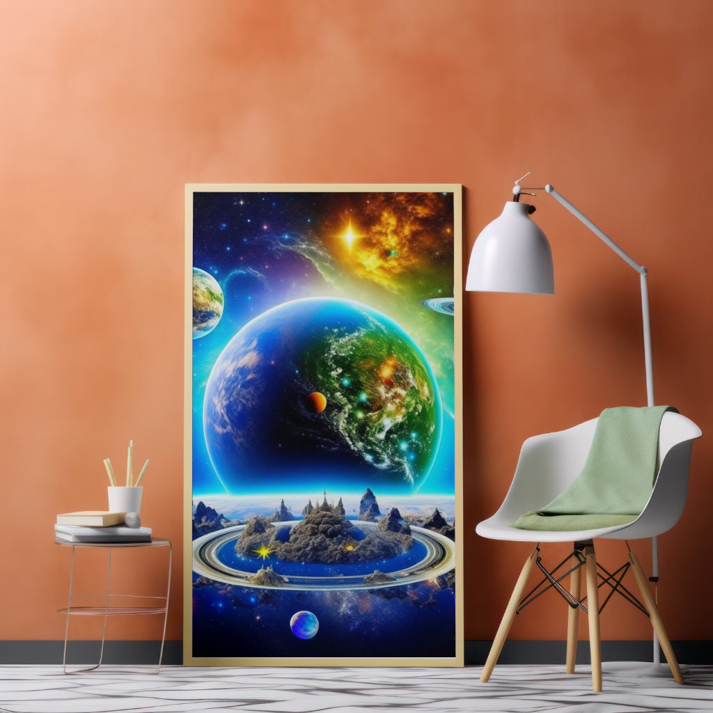 Magnificent Digital Poster With Magical Universe, Planets and Stars - Etsy