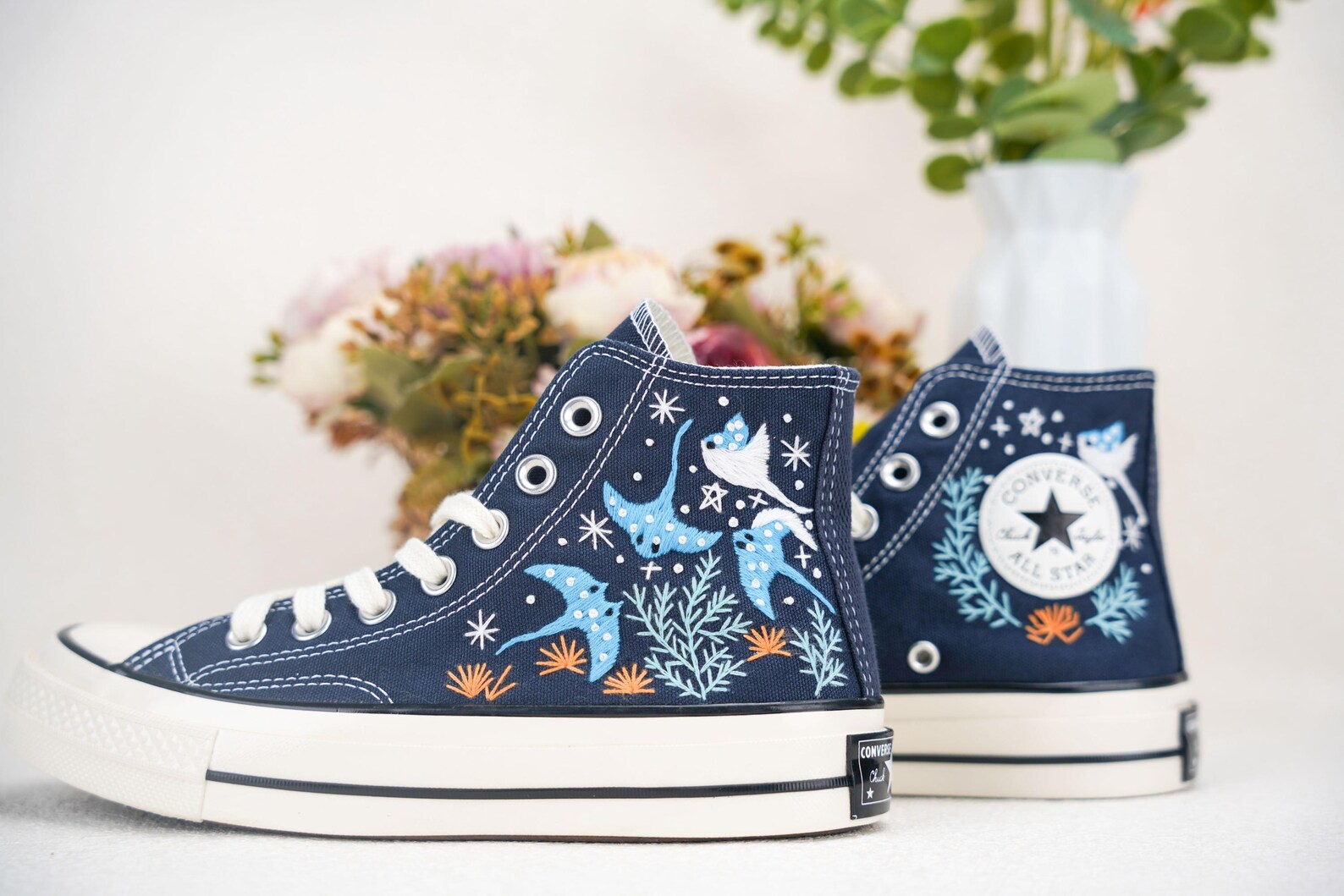 Custom Embroidered Converse High Tops, Custom Converse Chuck Taylor ...