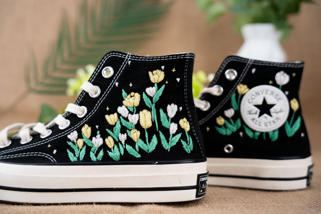 Custom Embroidered Converse High Tops Chuck Taylor / Hand Embroidered ...