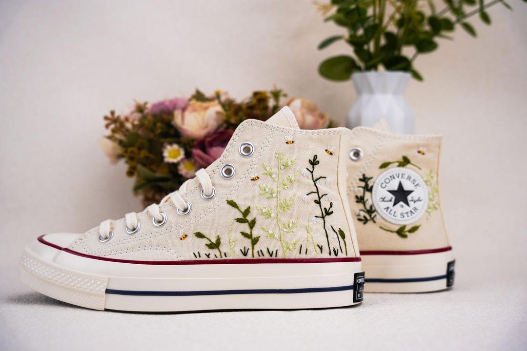 Custom Converse Chuck Taylor Embroidered,custom Embroidered Wedding ...
