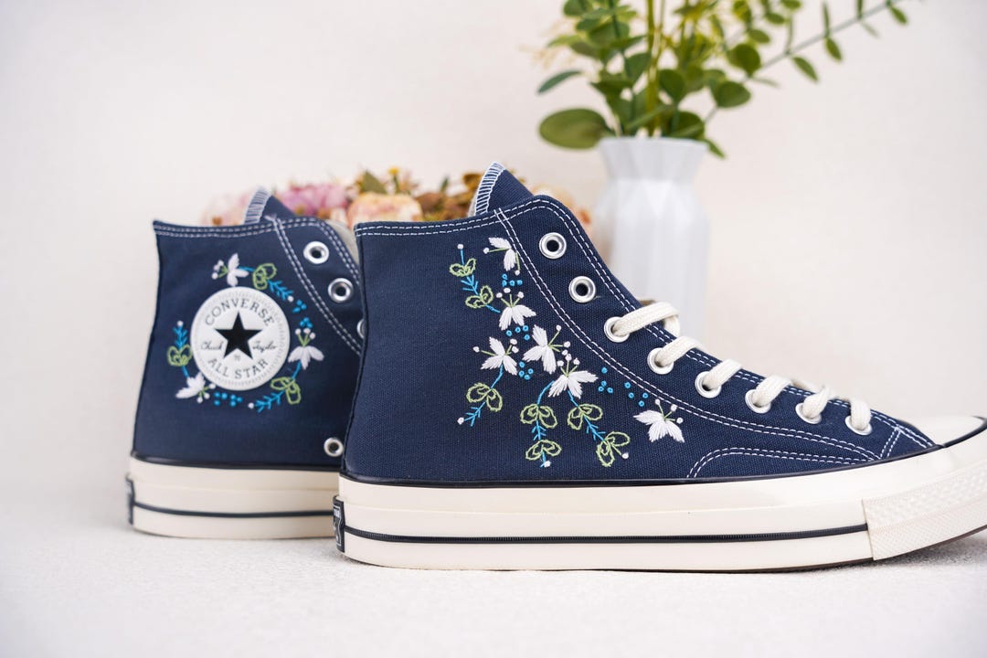 Converse Embroidery Custom Design Converse 1970s Converse Shoe Handmade ...