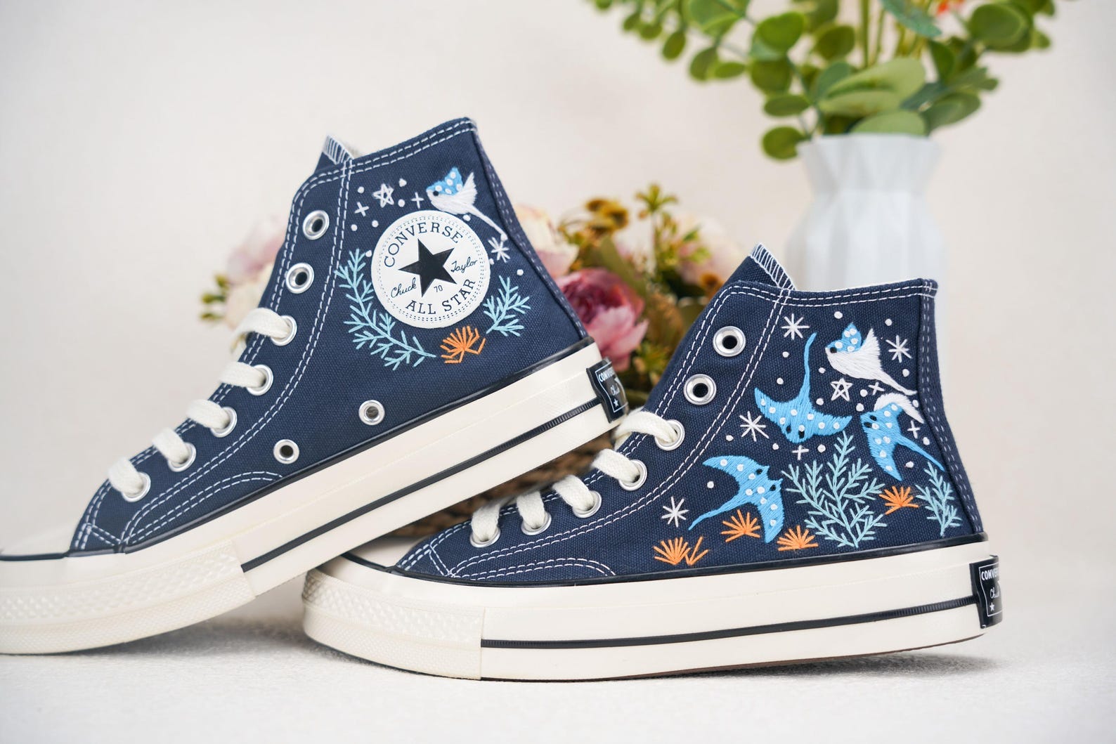 Custom Embroidered Converse High Tops, Custom Converse Chuck Taylor ...