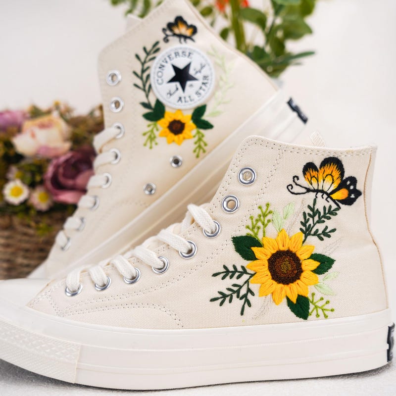 Sunflower Converse - Etsy