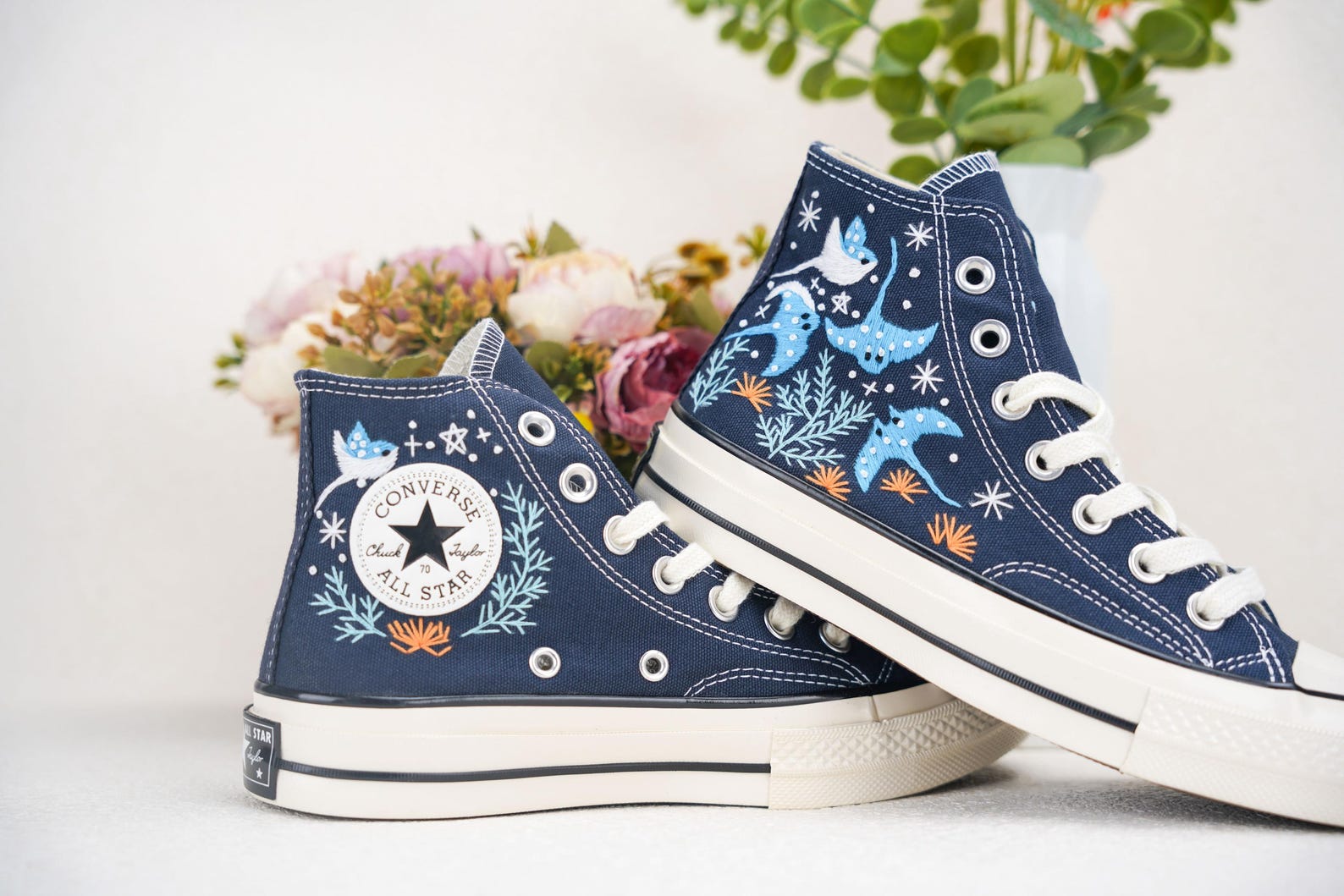 Custom Embroidered Converse High Tops, Custom Converse Chuck Taylor ...