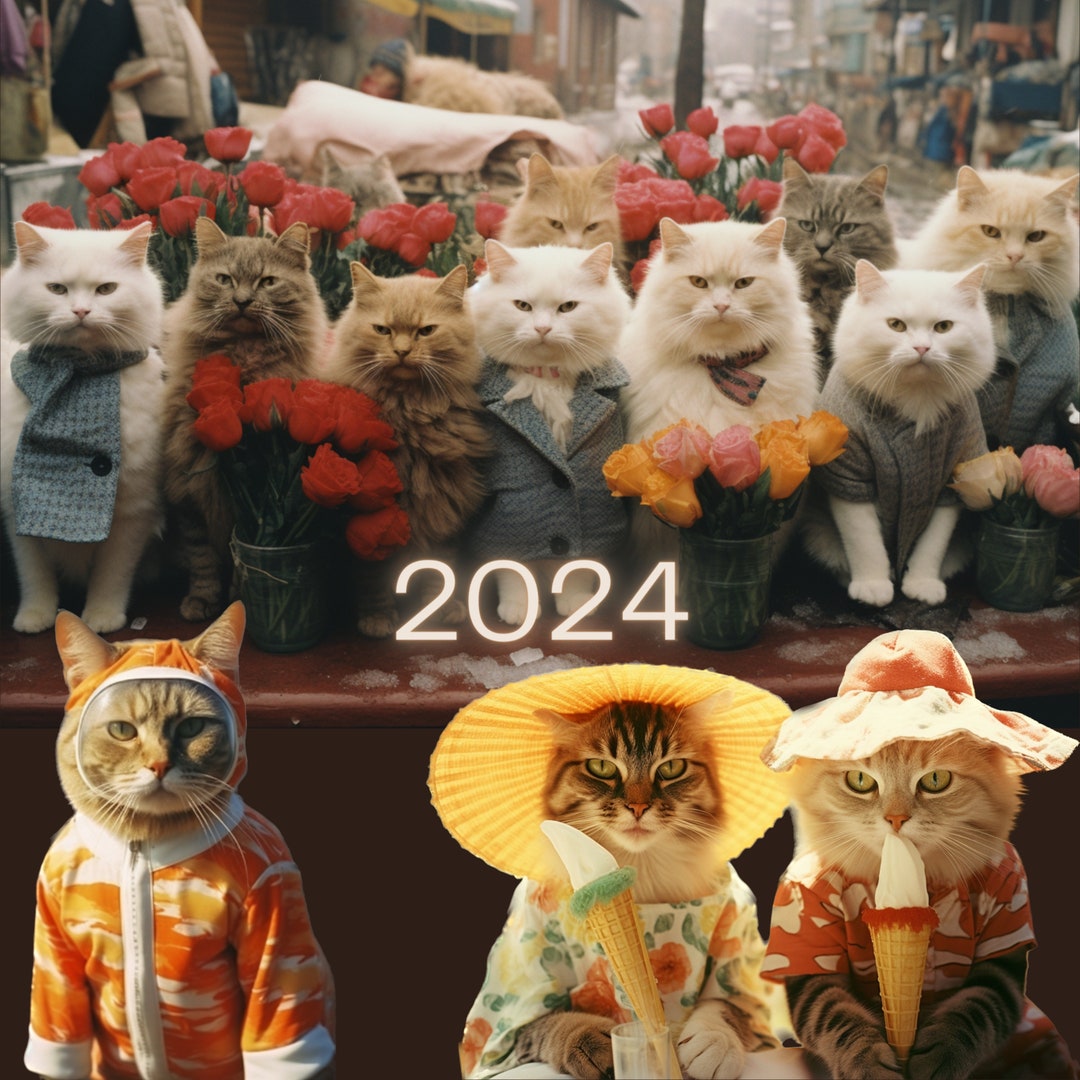 Cats All Year Long 2024 Digital Wall Calendar Instant Download - Etsy