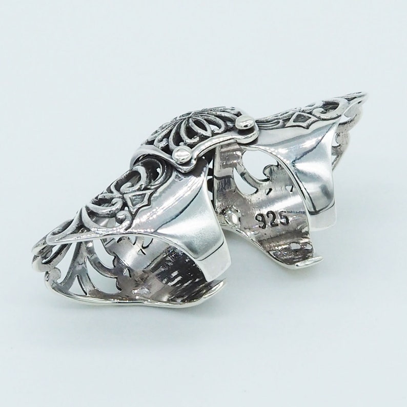 Full Finger Armour Punk Vintage 925 Sterling Silver,gothic Knuckle ...