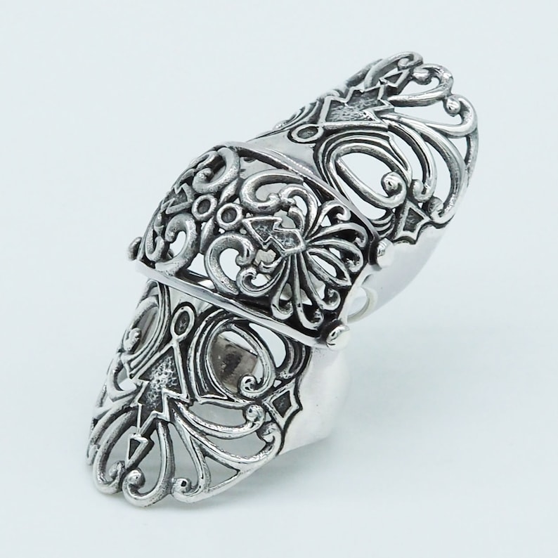 Full Finger Armour Punk Vintage 925 Sterling Silver,gothic Knuckle ...