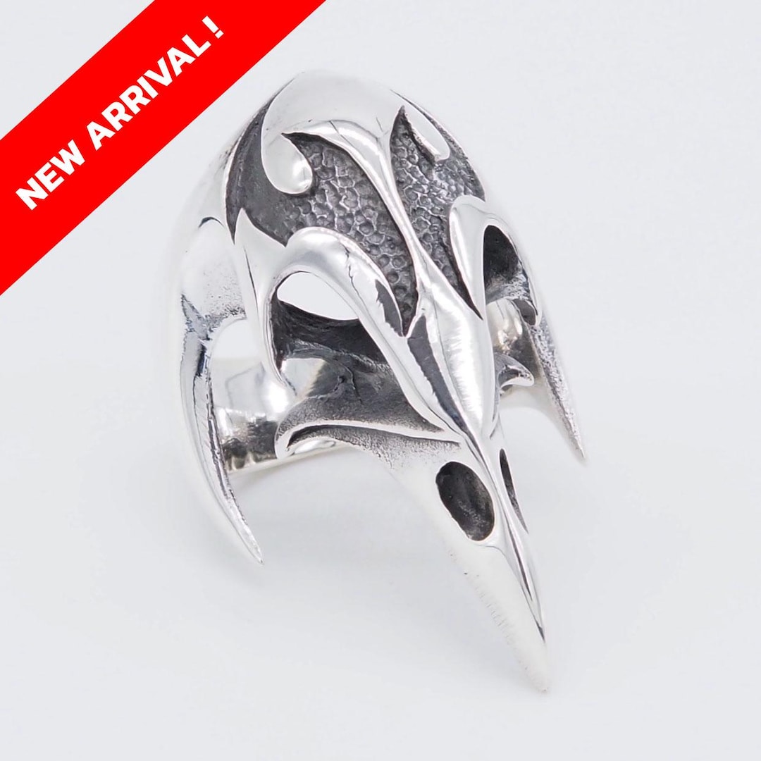 Raven Skull Crow Gothic Claw 925 Sterling Silver Ring, Gothic Bird ...