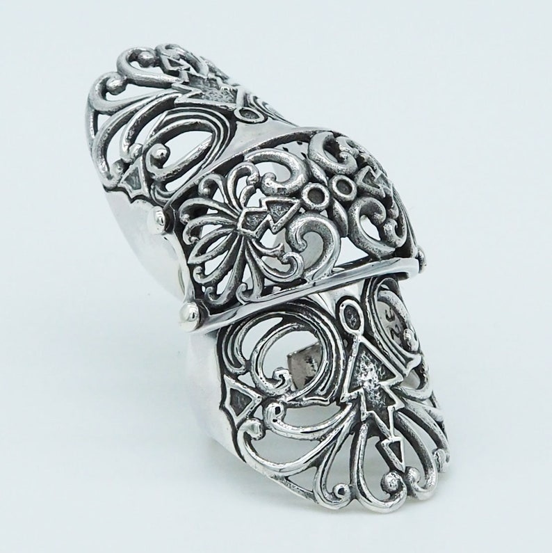 Full Finger Armour Punk Vintage 925 Sterling Silver,gothic Knuckle ...