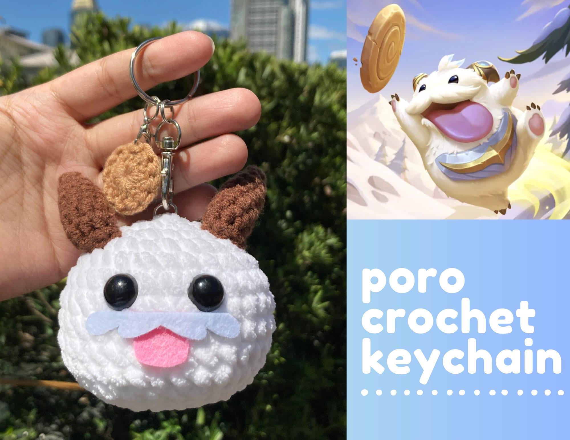 Poro League of Legends Plush Crochet Amigurumi Chain Keychain - Etsy