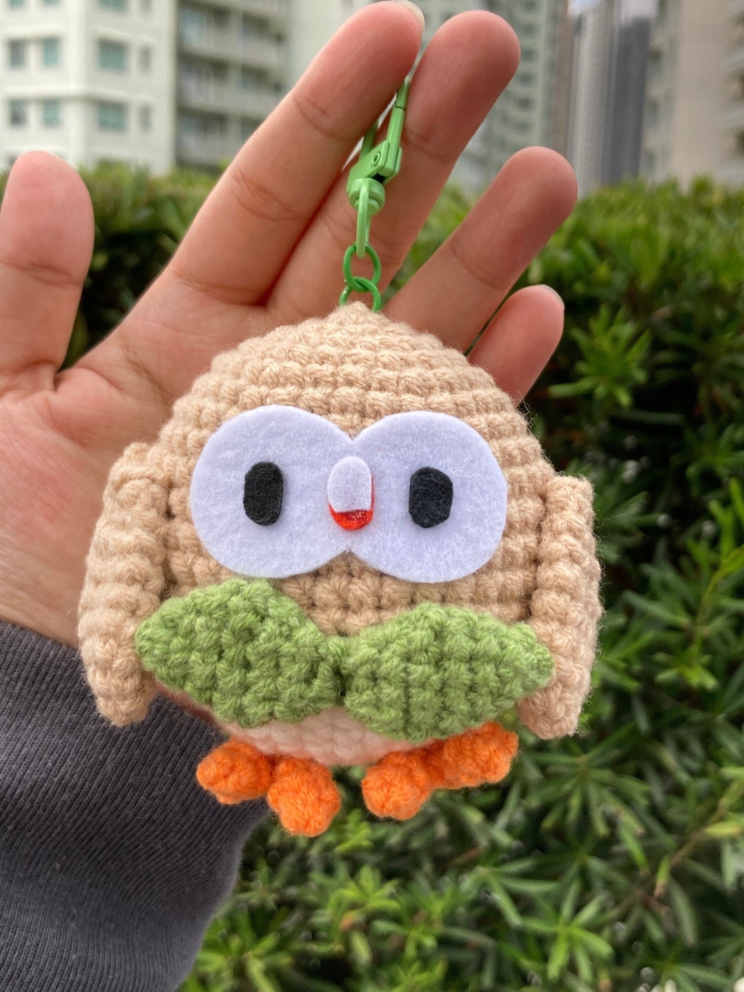 Rowlet Pokemon Plush Amigurumi Charm Keychain - Etsy