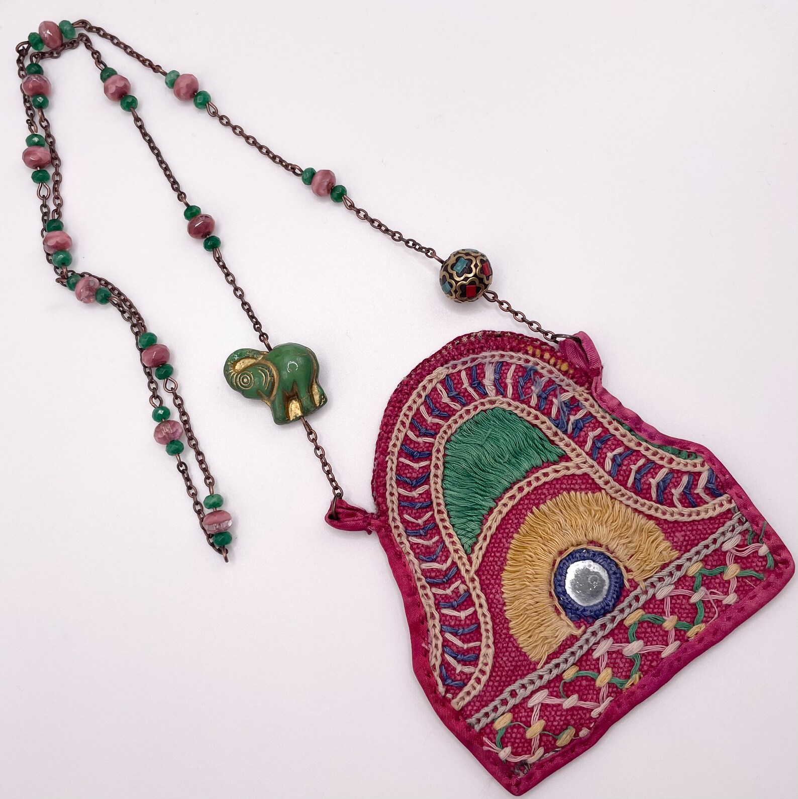 Tribal Ethnic Boho Hippie Pouch Amulet Necklace Elephant Indian - Etsy