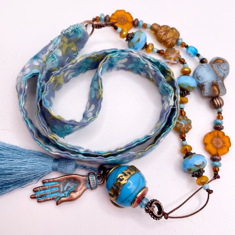 Tibet Nepal Buddhist Boho Textile Pendant Necklace - Etsy