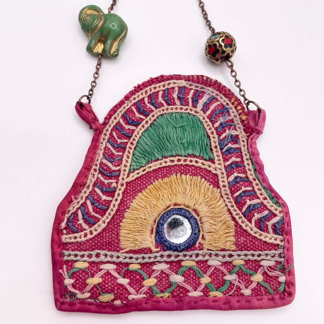 Tribal Ethnic Boho Hippie Pouch Amulet Necklace Elephant Indian - Etsy