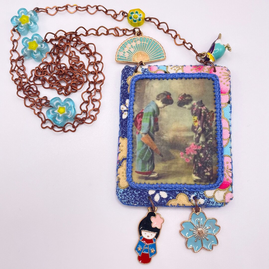 Japanese Geishas Daisy Bird Sakura Flower Necklace Japanese - Etsy
