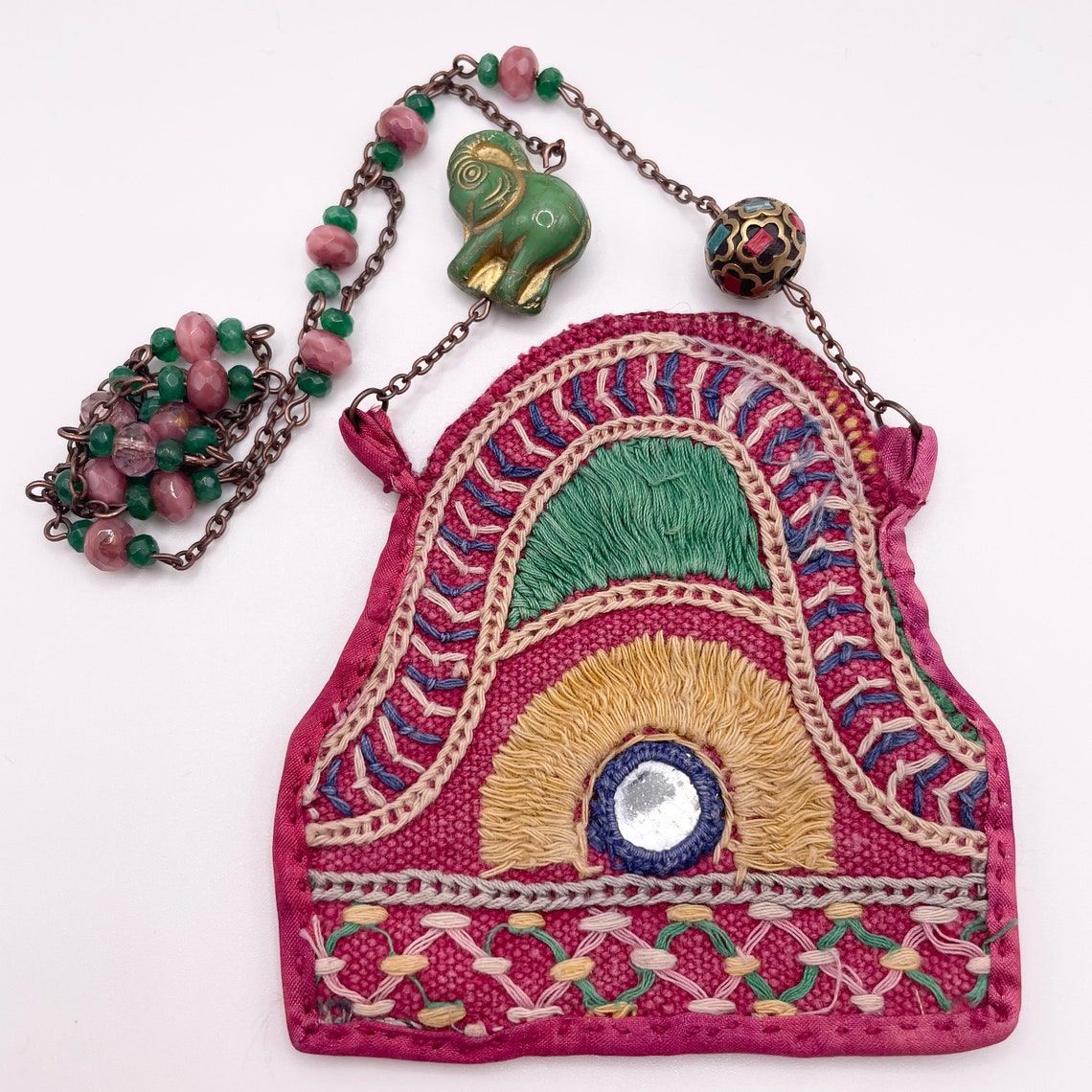 Tribal Ethnic Boho Hippie Pouch Amulet Necklace Elephant Indian - Etsy