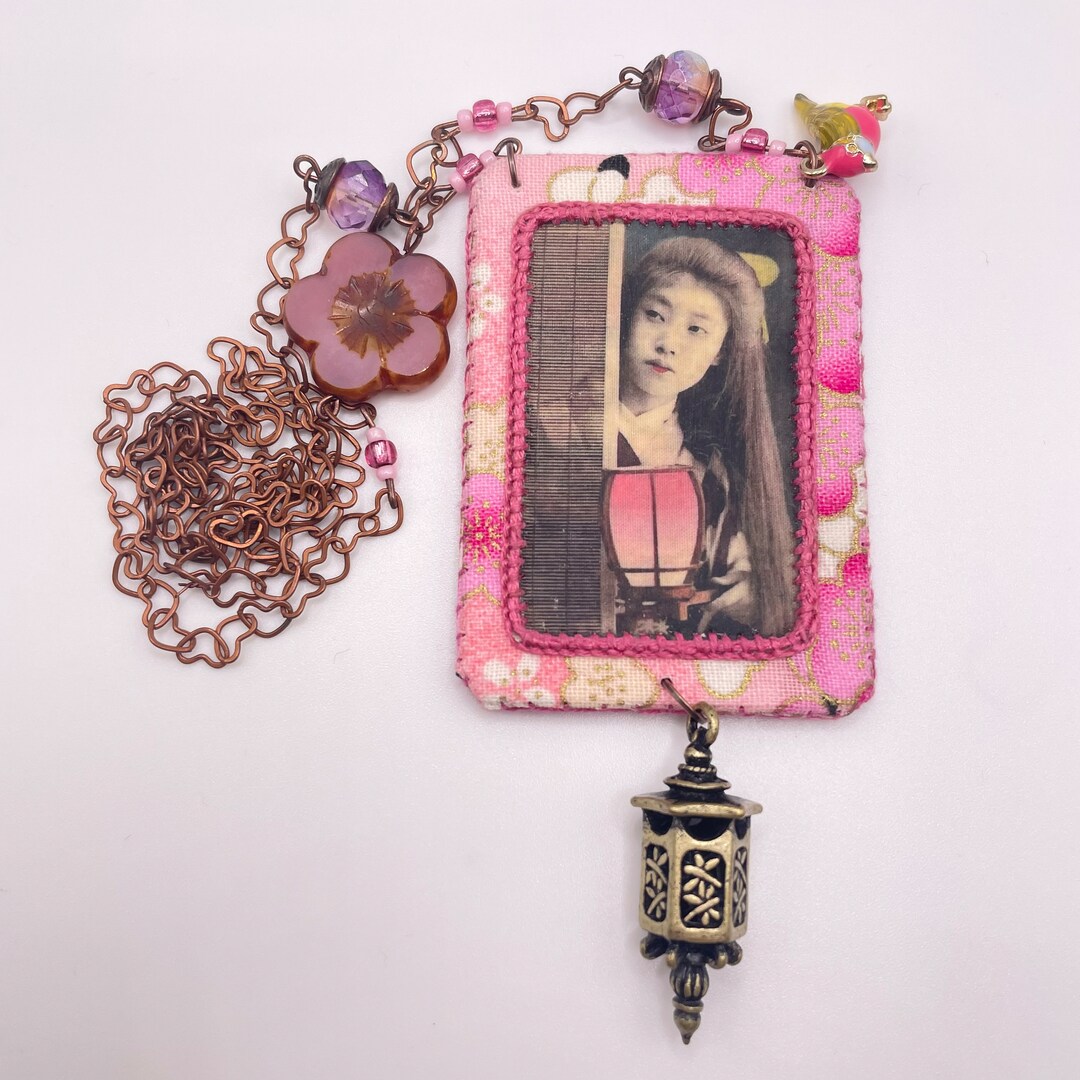 Japanese Geisha Lantern Daisy Bird Plum Flower Necklace Japanese - Etsy