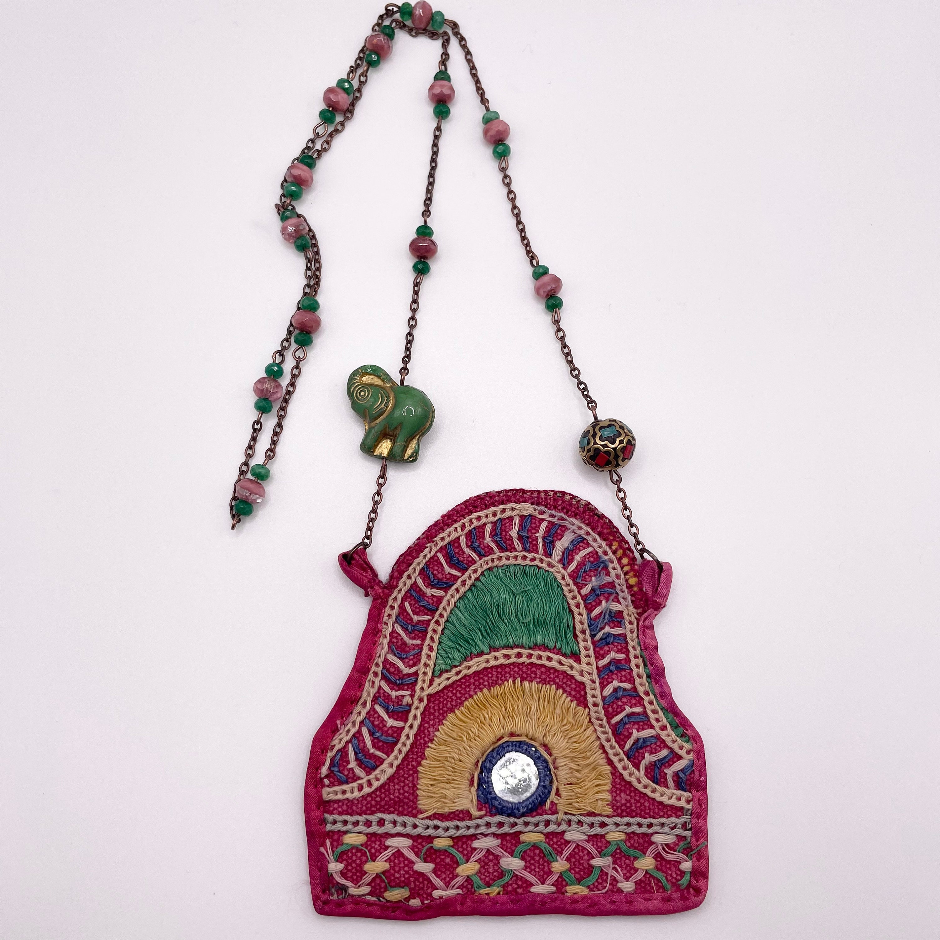 Tribal Ethnic Boho Hippie Pouch Amulet Necklace Elephant Indian - Etsy