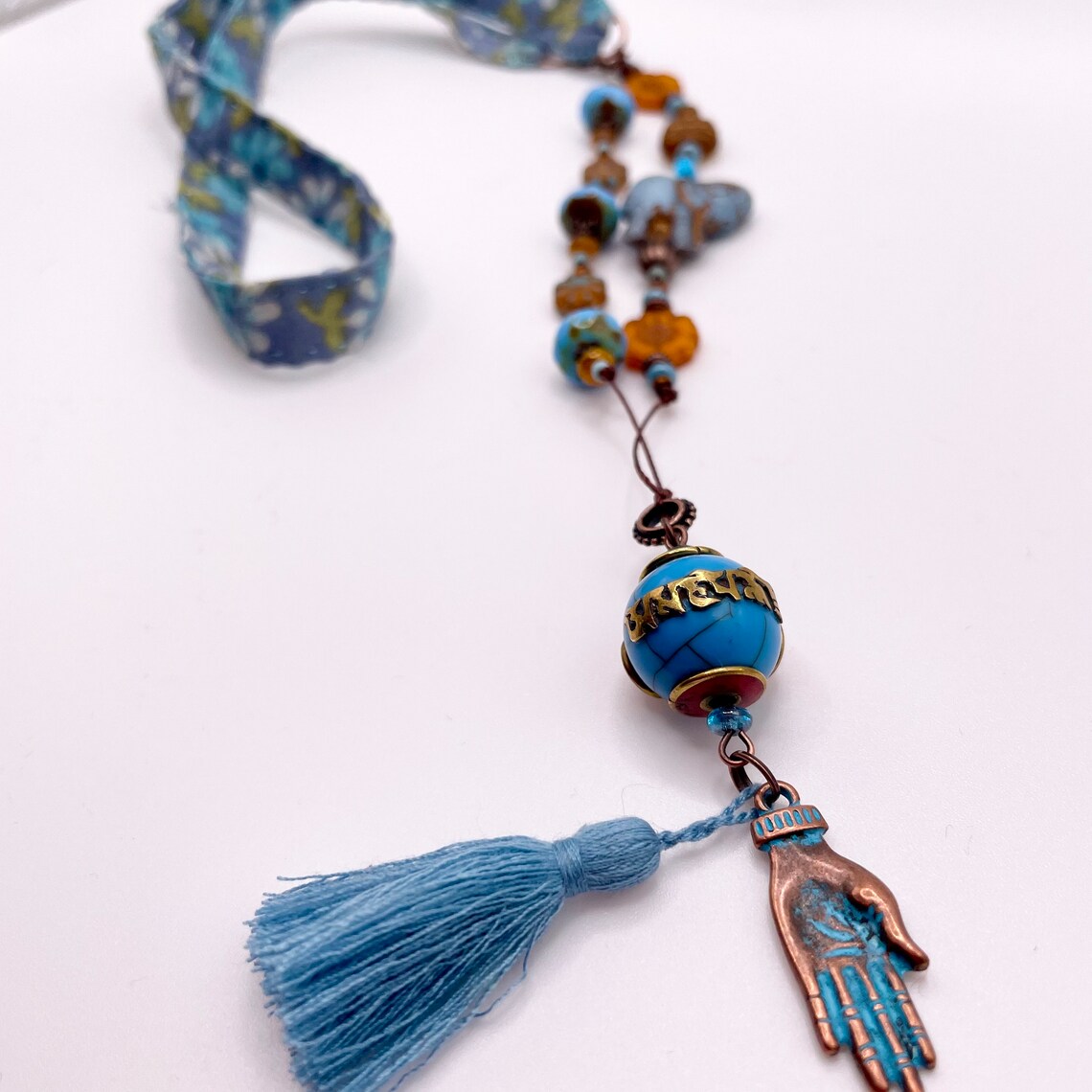 Tibet Nepal Buddhist Boho Textile Pendant Necklace - Etsy