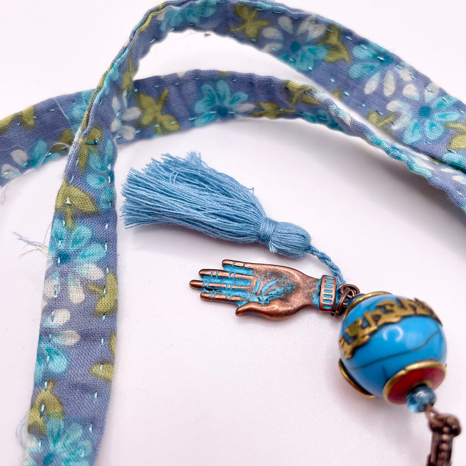Tibet Nepal Buddhist Boho Textile Pendant Necklace - Etsy