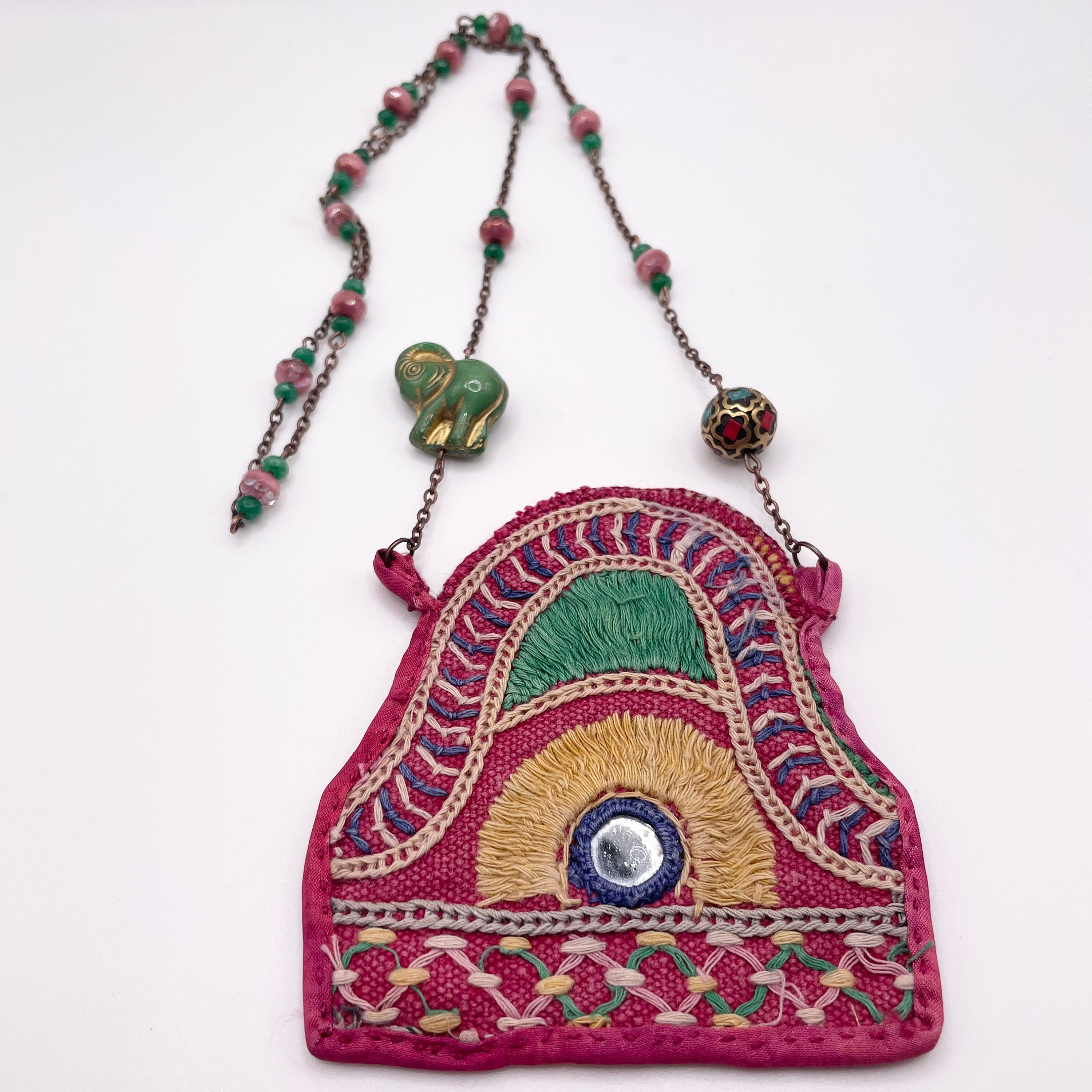 Tribal Ethnic Boho Hippie Pouch Amulet Necklace Elephant Indian - Etsy