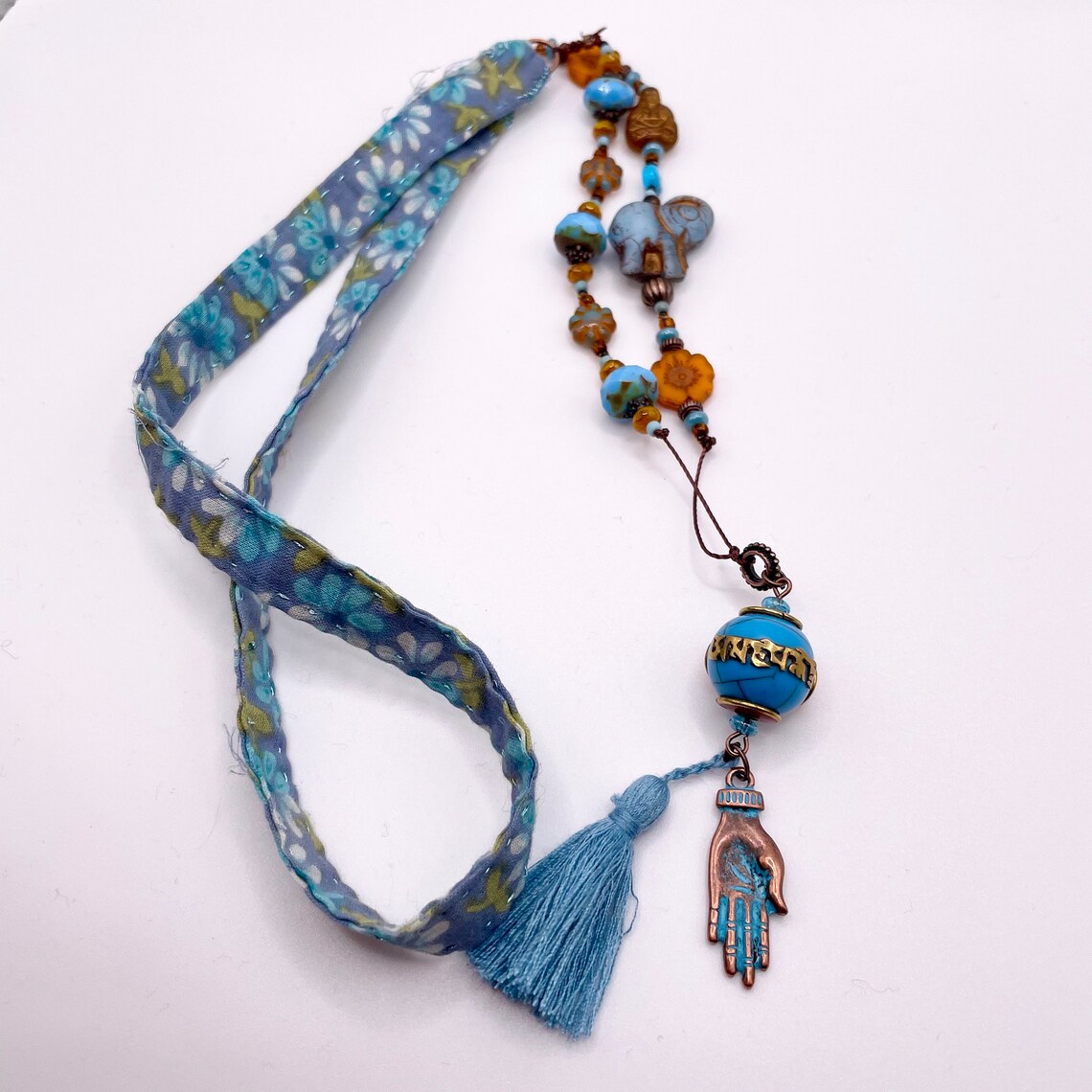 Tibet Nepal Buddhist Boho Textile Pendant Necklace - Etsy