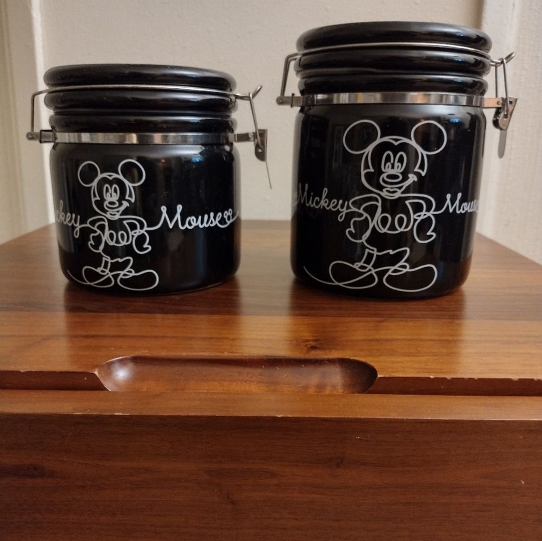 Disney Mickey Mouse Black Linear Hinged Cookie Jar/ Canister - Etsy