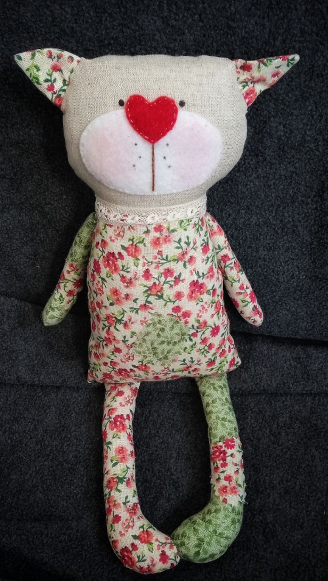 Textile Toy, Textile Cat, Linen Animals, Cotton Cats, Cotton Crafts ...