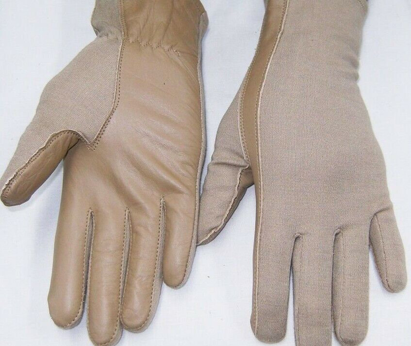 Pilot Flight Gloves Leather & Nomex AIRFORCE Fire Resis Olive Black Tan ...