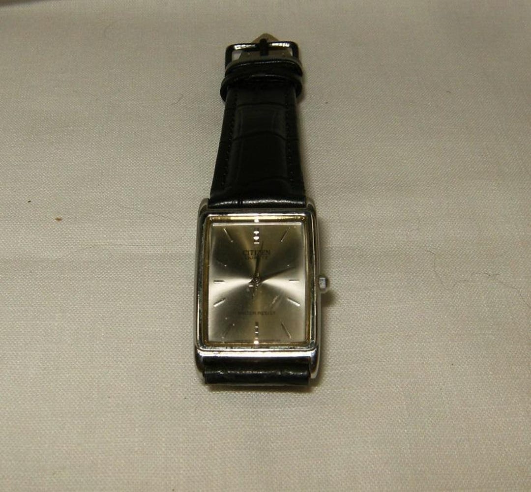 Citizens Tank Watch Stainless Unisex Black Leather Band Water Resistant ...