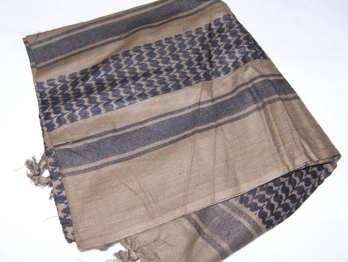 Shemagh Arab Scarf Keffiyeh Fashion Scarf 100% Cotton Brown and Black ...