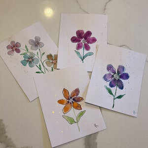 Hand Painted, Original, One of a Kind Note Cards, (flat, Not Folded ...