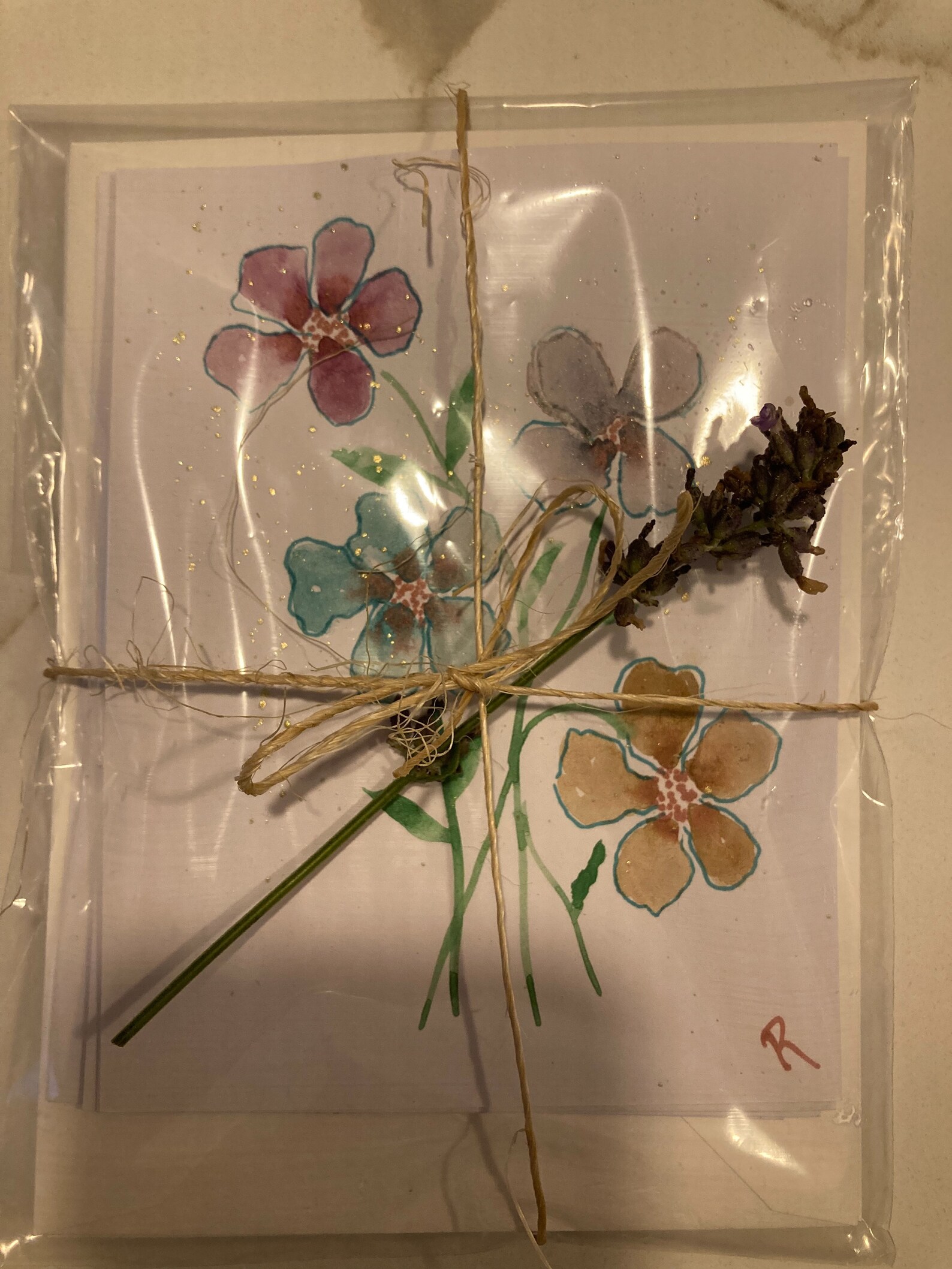 Hand Painted, Original, One of a Kind Note Cards, (flat, Not Folded ...