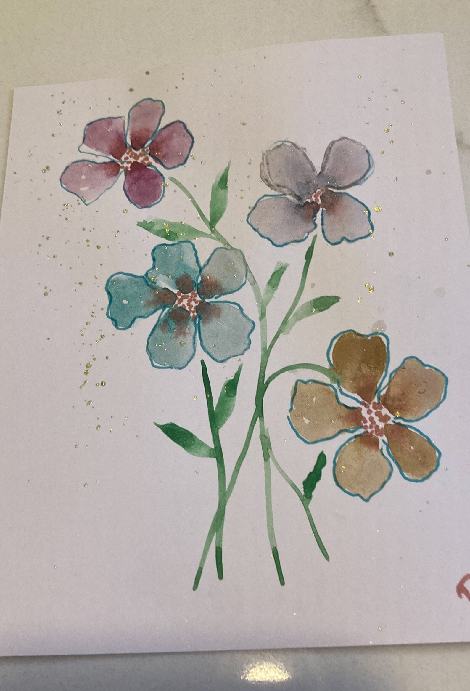 Hand Painted, Original, One of a Kind Note Cards, (flat, Not Folded ...