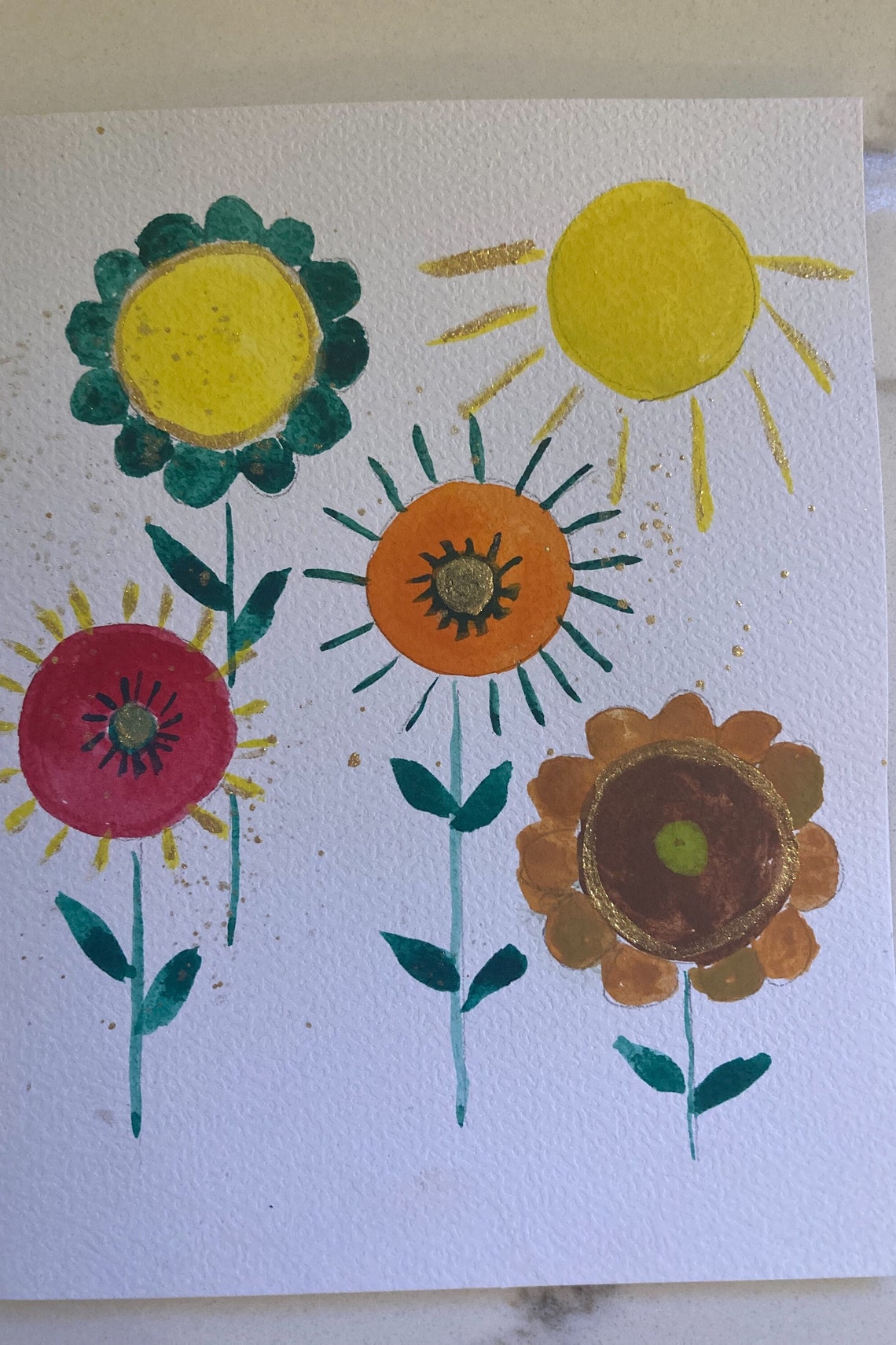 Hand Painted Note Cards, 4 Cards and Envelopes, Painted on Textured ...