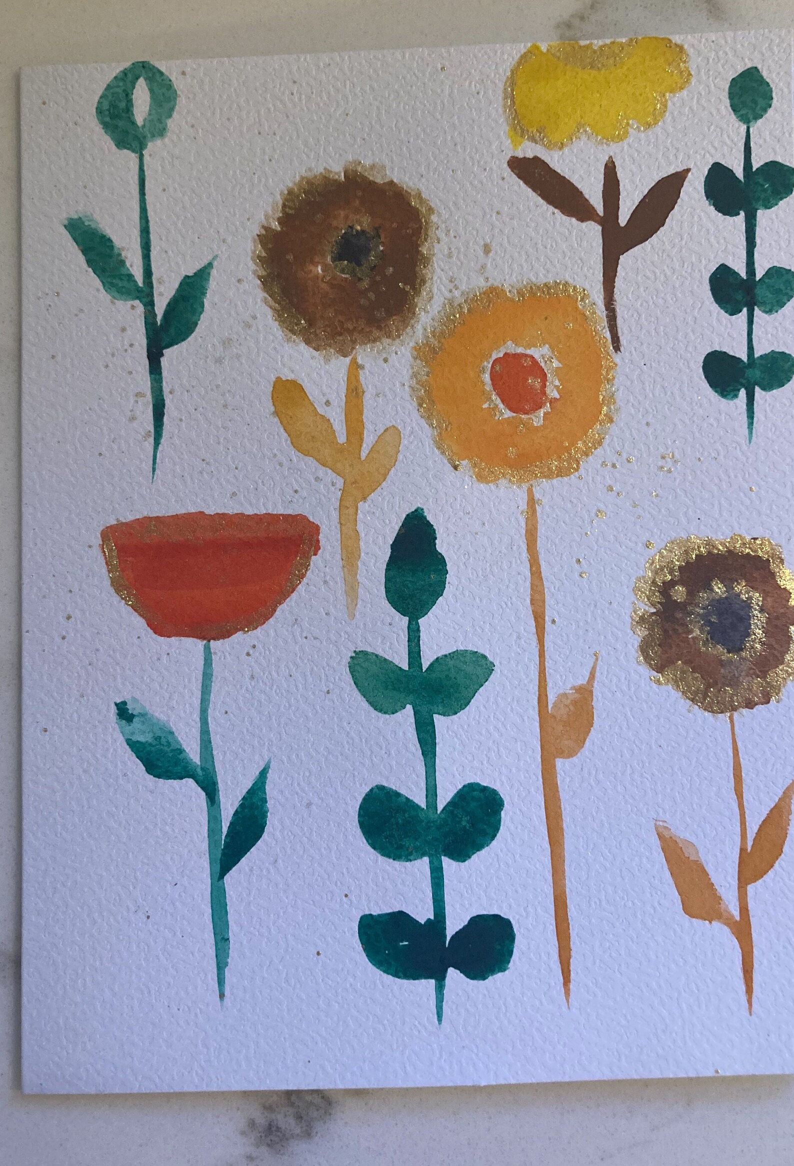 Hand Painted Note Cards, 4 Cards and Envelopes, Painted on Textured ...