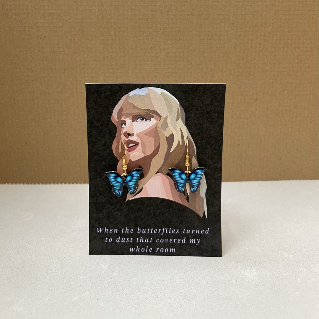 Black and Blue Gold Taylor Swift Clean Butterfly Dangly Earrings, Song ...