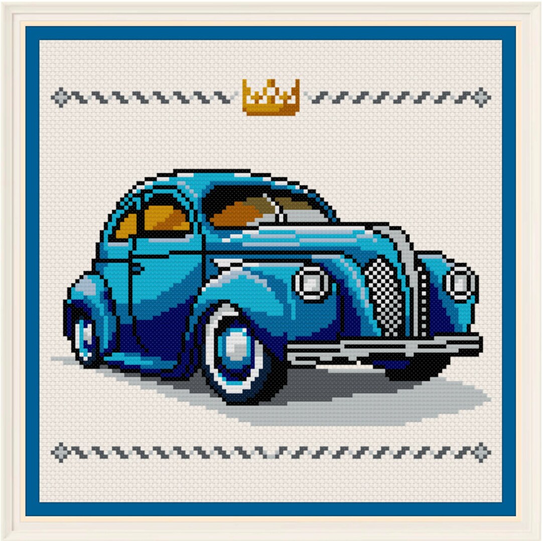 Royal Blue Car, Cross Stitch Pattern, Instant Download, PDF Pattern - Etsy