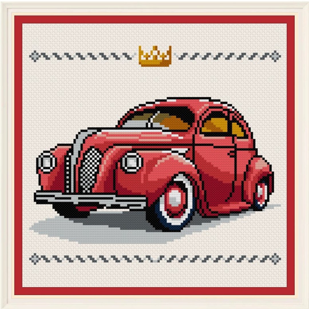 Royal Red Car, Cross Stitch Pattern, Instant Download, PDF Pattern - Etsy