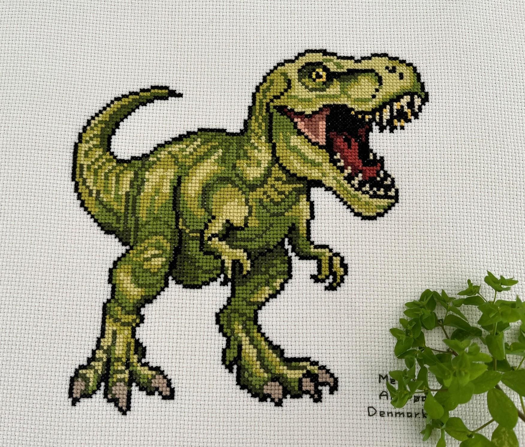 Tyrannosaurus Rex Dinosaur T-rex Green, Cross Stitch Pattern, Instant ...